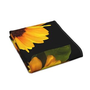 luxteen Single Sunflower On Black Hand Towel Print Bath Bathroom Towel Highly Absorbent Soft Guest Fingertip Towels