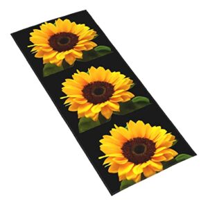 luxteen Single Sunflower On Black Hand Towel Print Bath Bathroom Towel Highly Absorbent Soft Guest Fingertip Towels