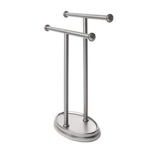 Umbra Palm Double Hand Towel Tree, Brushed Nickel 2 Towels Holder and Accessories Stand for Bathroom Vanities - Slim, Modern, Durable Bars With Base Serves as a Jewelry Tray for Rings