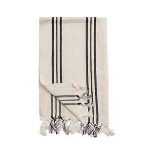 Sweet Water Decor Turkish Cotton + Bamboo Hand Towels | Large Size 19 x 35 | Cream with Decorative Stripes | Bathroom, Kitchen, Dish, or Baby Towel (Jordan - Three Black Stripes)