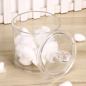 Hipiwe Cotton Ball and Swab Organizer with Lid Apothecary Acrylic Jar Makeup Cotton Organizer Bathroom Storage Canister Jar for Cotton Rounds Pads Q-Tips Holder