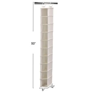 Household Essentials 311322 Hanging Shoe Storage Organizer for Closets |10 Pocket Shelves | Natural Canvas