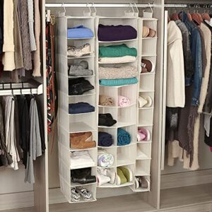 Household Essentials 311322 Hanging Shoe Storage Organizer for Closets |10 Pocket Shelves | Natural Canvas