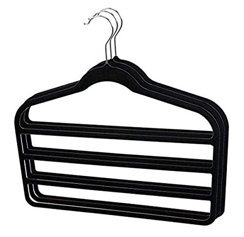 Home Basics Pant Closet (Pack of 3), Black Trouser Hanger