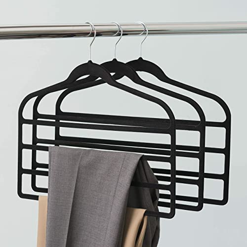 Home Basics Pant Closet (Pack of 3), Black Trouser Hanger