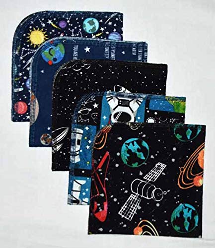 1 Ply 12x12 Inches Set of 5 Printed Flannel Paperless Towels Out of This World