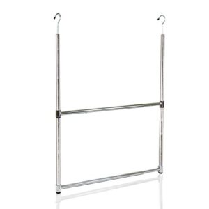 Oceanstar 2-Tier Portable Adjustable Rod Closet Hanger, 23 in, Chrome