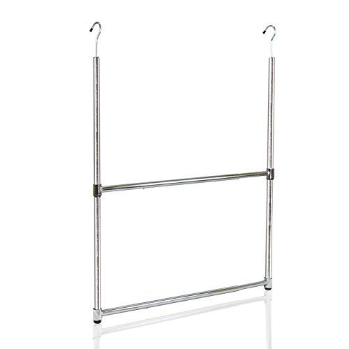 Oceanstar 2-Tier Portable Adjustable Rod Closet Hanger, 23 in, Chrome