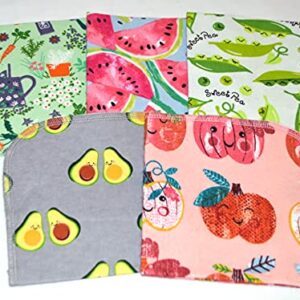 Farmers Market Printed Flannel Paperless Towels 1 Ply 12x12 Inches Set of 5