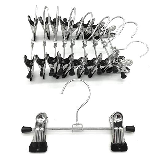 EAVOQLB A Pack of 10 Portable Travel Clips Hangers Chrome Finished Adjustable Clips Boots Hangers Ultra Thin Space Saving Boots Socks Bags Hanging Clips Boot Storage (5)