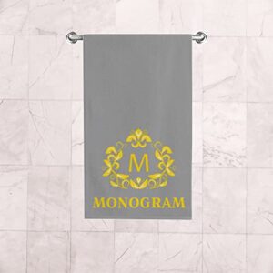 DreamBay Custom Monogram Hand Towels Sets for Bathroom,Gray Gold 2 Pack Kitchen Towels Absorbent Fingertip Towel Microfiber Bath Towel Guest for Spa Gym Bar Personalized Gift, 30 x 15 inch