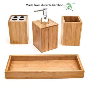 Trademark Innovations Bath Set Bath Caddy - 100% Natural Bamboo