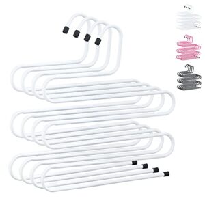 kyraton pants hangers s-shaped non-slip 4-pack trouser hanger pp hanger, closet space saving, hangers closet storage organizer for pants, jeans, scarves, towels hanging (white).