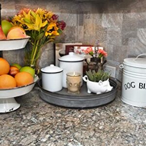 Creative Co-Op Farmhouse Enameled Metal Canisters with Lids, White and Black, Set of 2 Sizes