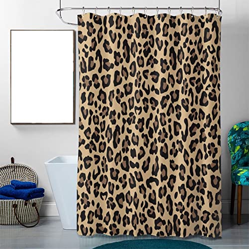 Zmcongz Leopard Print Bathroom Sets with Shower Curtain and Rugs and Accessories Wild Safari Skin Pattern Powerful Cheetah Bathroom Decor Bath Curtain with Rugs Toilet Lid Cover Bath Mat, 72x72 Inch