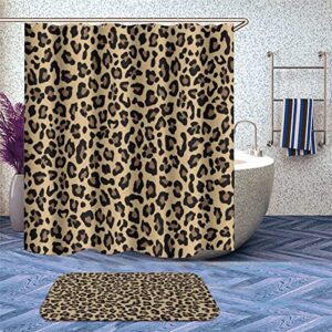 Zmcongz Leopard Print Bathroom Sets with Shower Curtain and Rugs and Accessories Wild Safari Skin Pattern Powerful Cheetah Bathroom Decor Bath Curtain with Rugs Toilet Lid Cover Bath Mat, 72x72 Inch