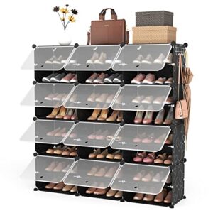 rojasop portable shoe rack organizer 8-tier shoe cabinet 48-pair shoe organizer shoe storage expandable free standing stackable space shoe rack with 2 exclusive versatile hooks for bedroom