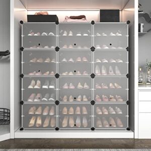 ROJASOP Portable Shoe Rack Organizer 8-Tier Shoe Cabinet 48-Pair Shoe Organizer Shoe Storage Expandable Free Standing Stackable Space Shoe Rack with 2 Exclusive Versatile Hooks for Bedroom