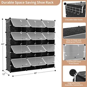 ROJASOP Portable Shoe Rack Organizer 8-Tier Shoe Cabinet 48-Pair Shoe Organizer Shoe Storage Expandable Free Standing Stackable Space Shoe Rack with 2 Exclusive Versatile Hooks for Bedroom