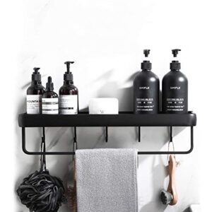 lancher 2-pack bathroom shelf (no drilling) shower rack with towel bar 16" shower shelf with tower hooks shower caddy bathroom rack bath rack - black