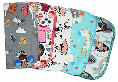 2 Ply All Things Girl Flannel Washable Kids Lunchbox Napkins 8x8 inches 5 Pack - Little Wipes (R) Flannel