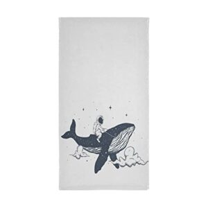 susiyo Astronaut Flies on The Whale Hand Towels Set of 2 Luxury Print Decorative Bathroom Towels Super Soft Highly Absorbent Multipurpose Towels for Yoga Gym Spa Hotel Bathroom Kitchen 28x14 Inch