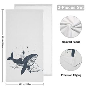 susiyo Astronaut Flies on The Whale Hand Towels Set of 2 Luxury Print Decorative Bathroom Towels Super Soft Highly Absorbent Multipurpose Towels for Yoga Gym Spa Hotel Bathroom Kitchen 28x14 Inch