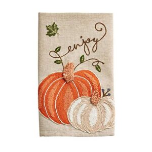 mud pie enjoy embroidered pmpkin towel, 21" x 14"