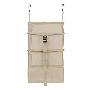 Surblue Hanging Closet Storage Bag Collapsible 3-Shelf Washable Oxford Fabric with 2 Hooks (L 11.41 * 11.41 * 19.68in, Beige)