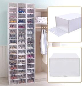 wdzczdoo 24 pcs shoe storage boxes,clear plastic clamshell shoebox stackable shoe organizer foldable display box container closet shelf shoe organizer (24pcs)