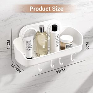 LUXEAR Shower Caddy Suction Cup NO-Drilling Removable Bathroom Shower Shelf Powerful Shower Organizer Max Hold 22lbs Caddy Basket Waterproof & 2 pack shower suction hooks