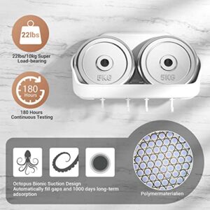 LUXEAR Shower Caddy Suction Cup NO-Drilling Removable Bathroom Shower Shelf Powerful Shower Organizer Max Hold 22lbs Caddy Basket Waterproof & 2 pack shower suction hooks