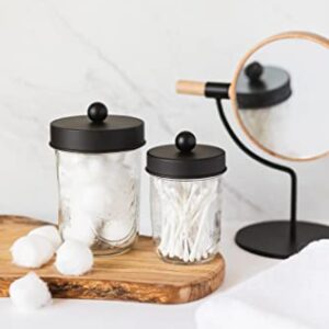 Jarmazing Products Ball Mason Jar Bathroom Gift Set (4 pcs) - Lotion/Soap Dispenser, Toothbrush Holder, Q-Tip Storage Jars - Farmhouse Home Decor for Vanity Organization - Luxury Accessories - Black