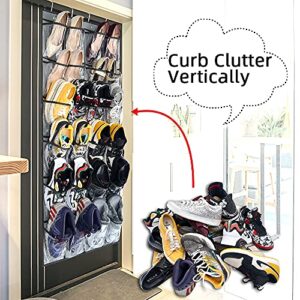 CiLai Over The Door Shoe Organizer 24 Large PVC Pockets Hanging Shoe Hanger Holder for Closet(Black),1 Pack Wooden Shoehorn