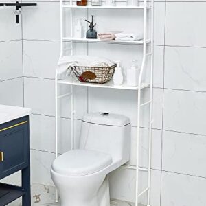 Chunful 3 Tier Over The Toilet Storage 3 Shelf Bathroom Organizer Over Toilet 63 x 27 x 10 Inches Over The Toilet Shelf Stable Freestanding Multifunctional Toilet Racks, Metal, White