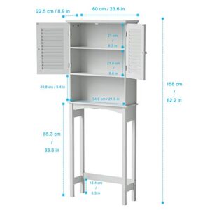 SRIWATANA Over The Toilet Storage, Bathroom Cabinet Organizer Shelf Space Saver with Adjustable Rack - Grey