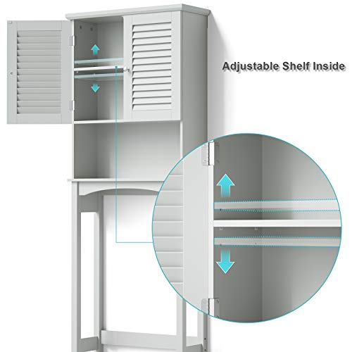 SRIWATANA Over The Toilet Storage, Bathroom Cabinet Organizer Shelf Space Saver with Adjustable Rack - Grey