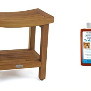 AquaTeak Patented 18" Sumba Teak Shower Bench with Shelf & AquaTeak Premium Teak Oil