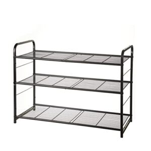 leguang 3-tier stackable shoe rack storage organizer, for bedroom closet, entryway, hallway, expandable & adjustable, wire grid, black