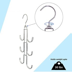 GXLQIJU Metal Purse Hangers,360°Rotating Space Saving Hangers Closet Organizer,Hanger for Storing and Organizing Purses, Handbags, Backpacks,Crossovers,Scarfs,Belt.(Silver 2pack)