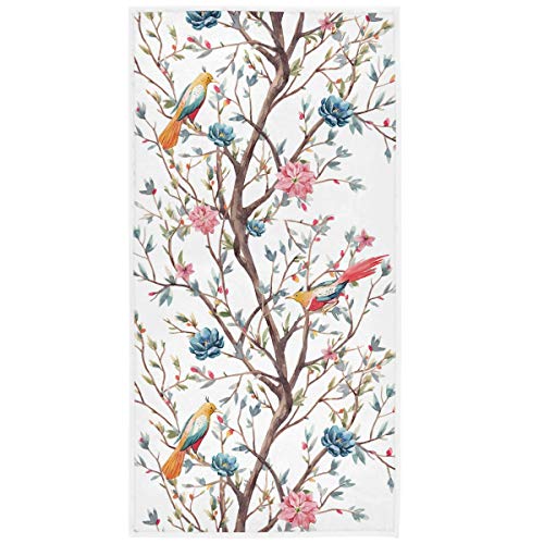 Spring Flowering Tree With Birds Flowers Hand Towels 16x30 in Spring Summer Bathroom Towel Ultra Soft Highly Absorbent Grungy Floral Small Bath Towel Kitchen Dish Guest Towel Home Bathroom Decorations