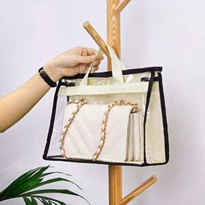 9 pack 3 Sizes Dust Bags for Handbags Storage Organizer Insert Purse Organizer for Closet with Handle and Zipper Clear Purse Storage Bags Space-saving