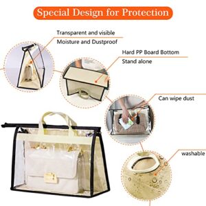 9 pack 3 Sizes Dust Bags for Handbags Storage Organizer Insert Purse Organizer for Closet with Handle and Zipper Clear Purse Storage Bags Space-saving