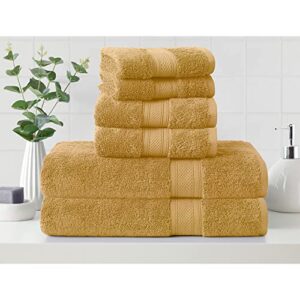 CANNON 100% Cotton Low Twist Hand Towels (18" L x 30" W), 550 GSM, Highly Absorbent, Super Soft and Fluffy (2 Pack, Ocher)