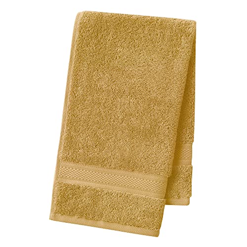 CANNON 100% Cotton Low Twist Hand Towels (18" L x 30" W), 550 GSM, Highly Absorbent, Super Soft and Fluffy (2 Pack, Ocher)