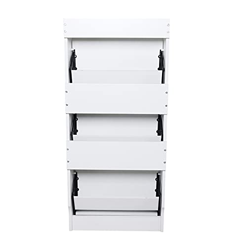 Tilt-Out Modern Shoe Storage Cabinet for Entryway, 3 Tier Floor Shoes Cabinet with Doors, Shoe Rack Organizer with 3 Large Fold-Out Drawers