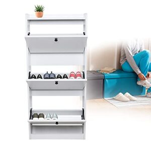 Tilt-Out Modern Shoe Storage Cabinet for Entryway, 3 Tier Floor Shoes Cabinet with Doors, Shoe Rack Organizer with 3 Large Fold-Out Drawers