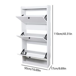 Tilt-Out Modern Shoe Storage Cabinet for Entryway, 3 Tier Floor Shoes Cabinet with Doors, Shoe Rack Organizer with 3 Large Fold-Out Drawers