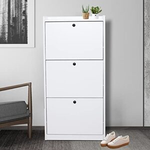 Tilt-Out Modern Shoe Storage Cabinet for Entryway, 3 Tier Floor Shoes Cabinet with Doors, Shoe Rack Organizer with 3 Large Fold-Out Drawers