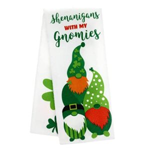 st patrick's day shenanigans with my gnomies shamrock st patrick s day decorative kitchen towel dish towels, bathroom hand towels, 15 x 25 inch + plus bonus item